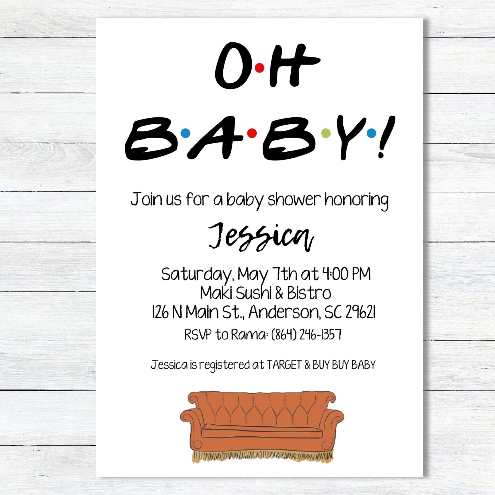Friends Themed Baby Shower Invitation | Friends Baby Shower | Friends ...