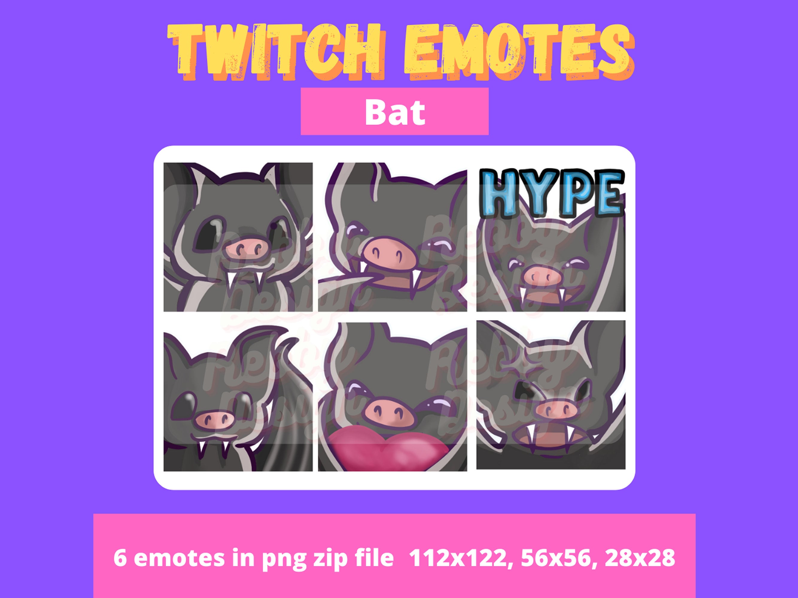 Cute Twitch Emotes - Bat - Etsy