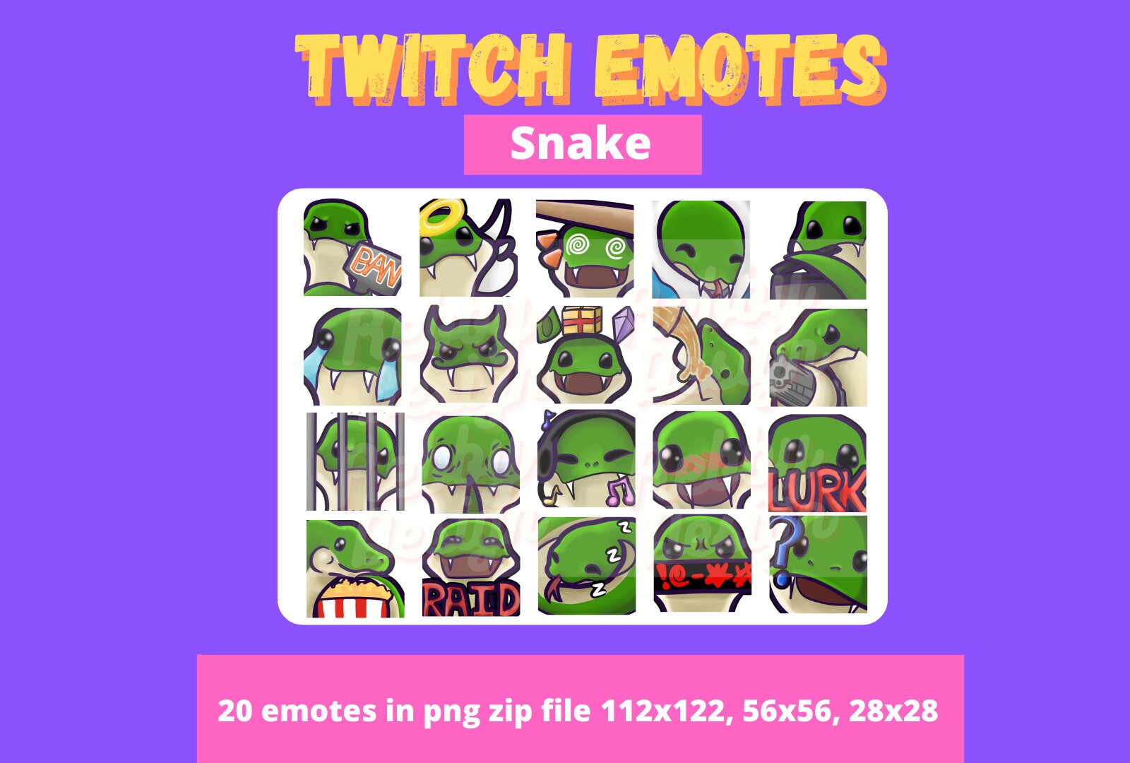 20 Cute Kawaii Chibi Snake Twitch Bit Badges discord Youtube Nitro ...