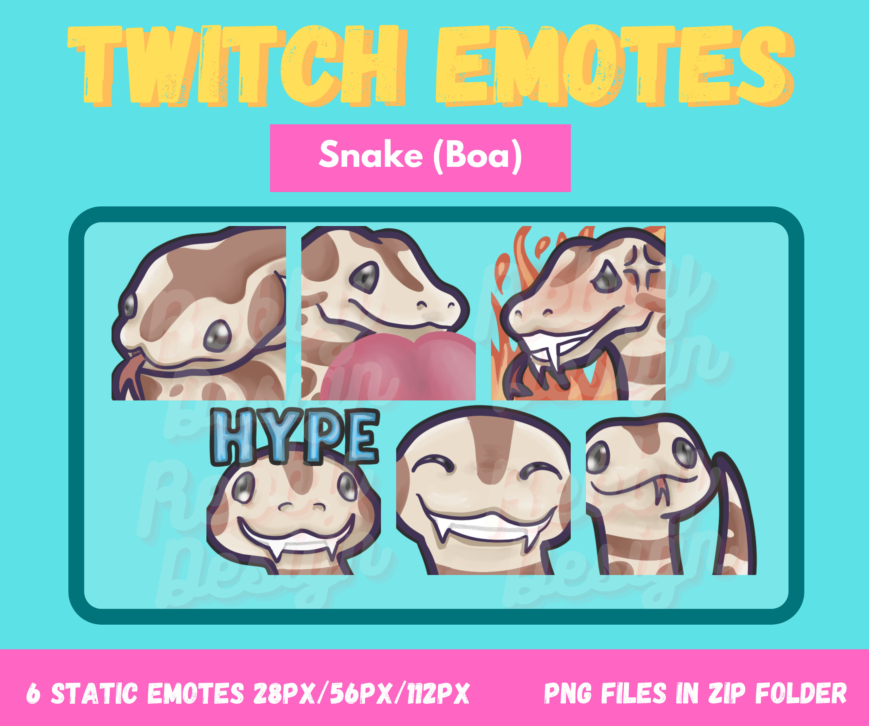 6 Cute Kawaii Chibi Snake Twitch | Bit Badges |discord Youtube Nitro ...