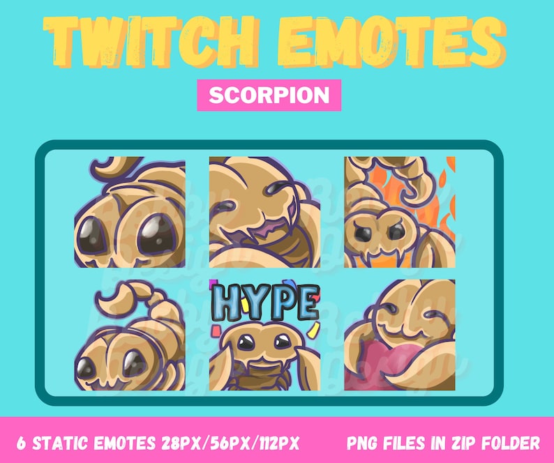 6 Cute Kawaii Chibi Scorpion Twitch | Bit Badges |discord Youtube Nitro ...