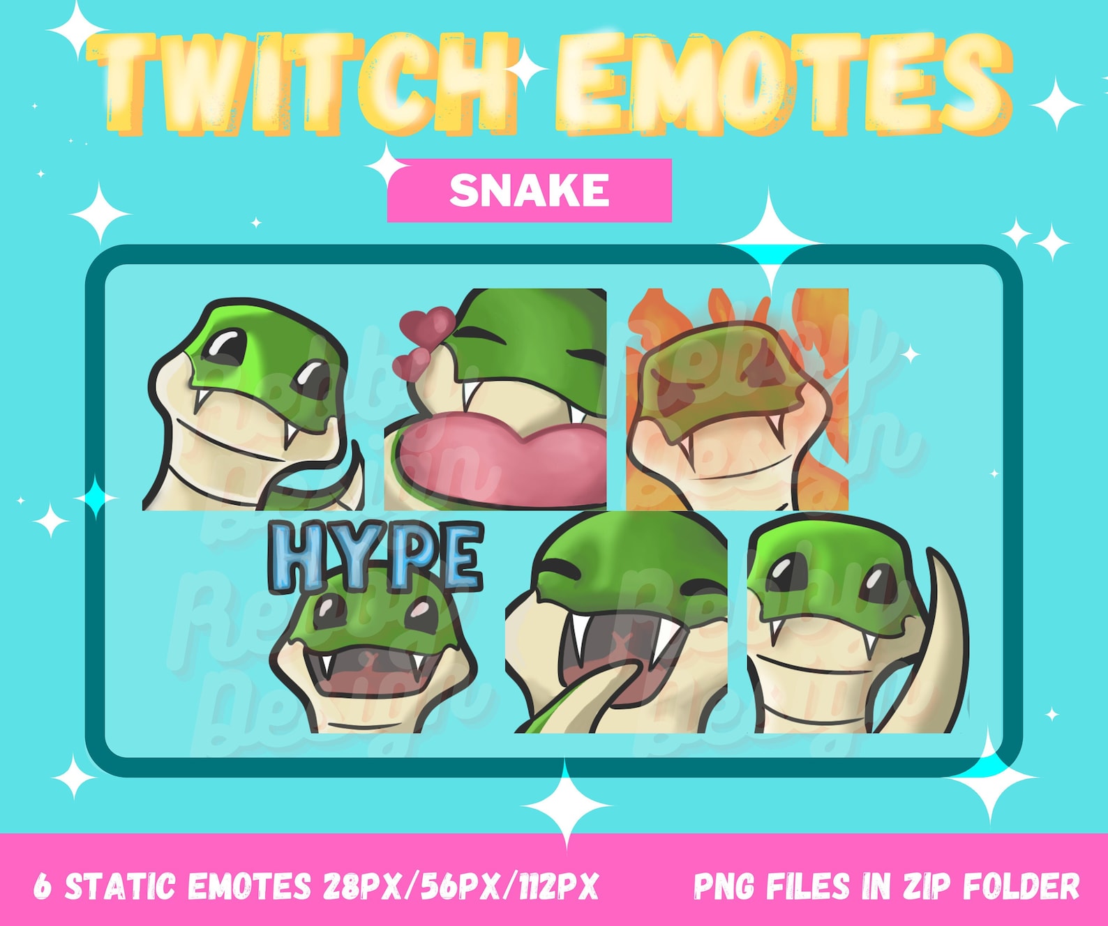 6 Cute Kawaii Chibi Snake Twitch | Bit Badges |discord Youtube Nitro ...