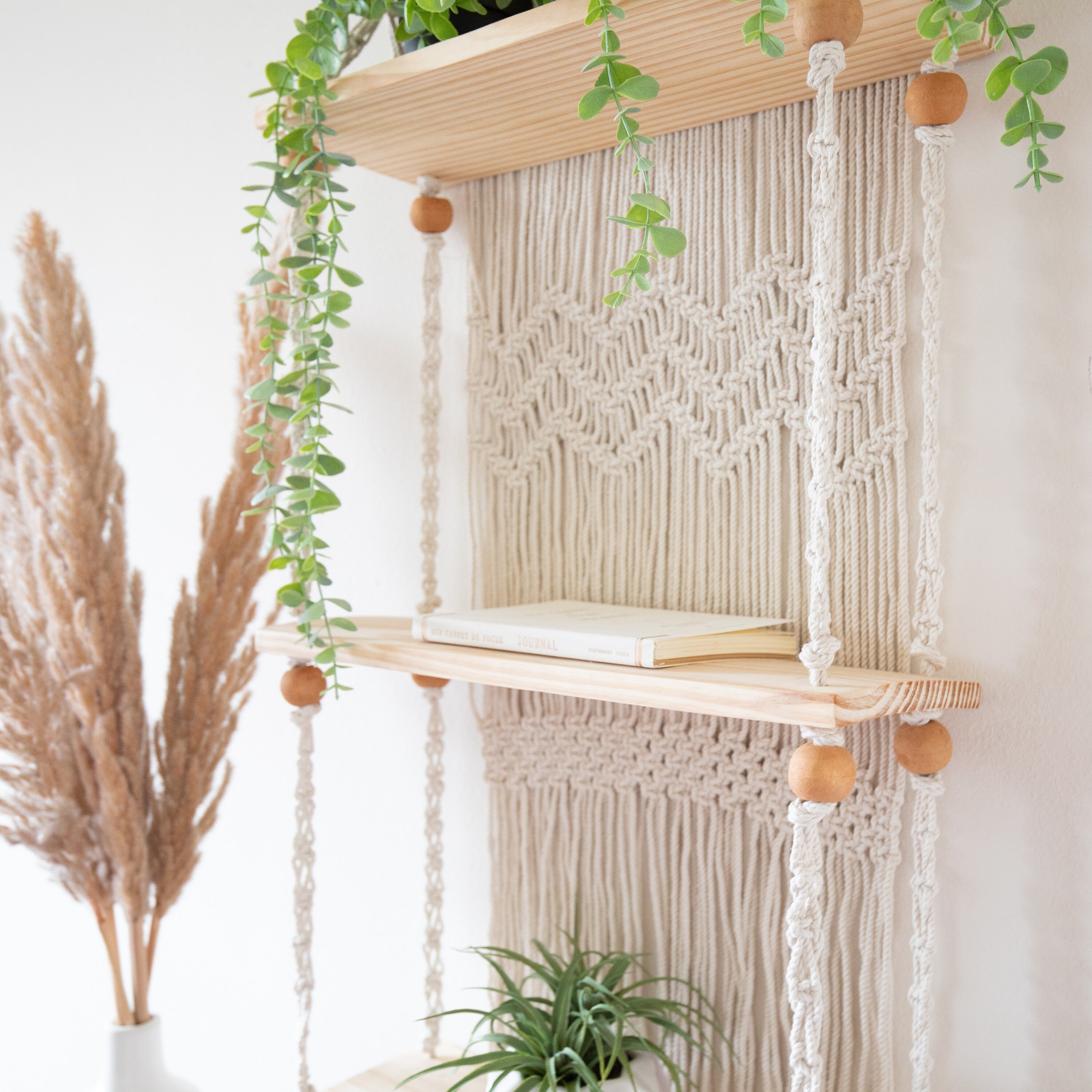 Macrame Wall Hanging Shelf 3 Tier Wall Shelves With Handmade - Etsy