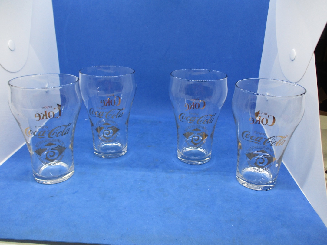 Vintage 75th Anniversary Coca-cola Commemorative Glasses Set of Four ...