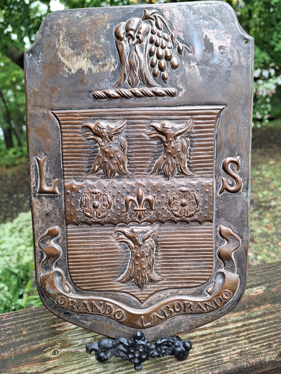 Copper Coat of Arms orando Laborando by Pray and Work, Rugby School, UK ...