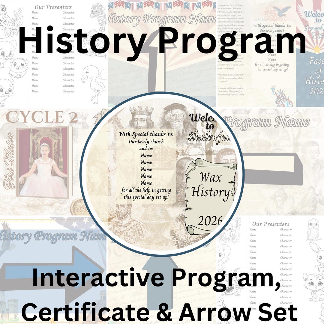 Editable History Certificate and Program Canva Template Set, Instant ...