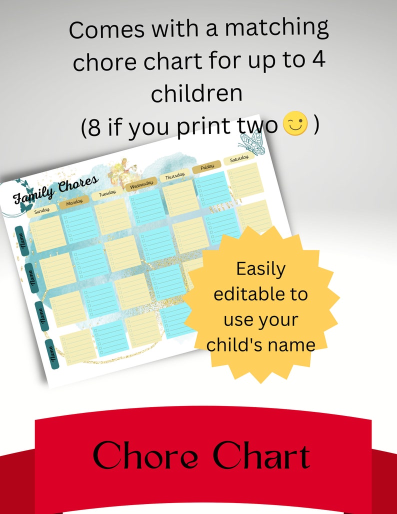 Picture Chore Chart Home Management System for Families Printable Editable With Canva - Etsy