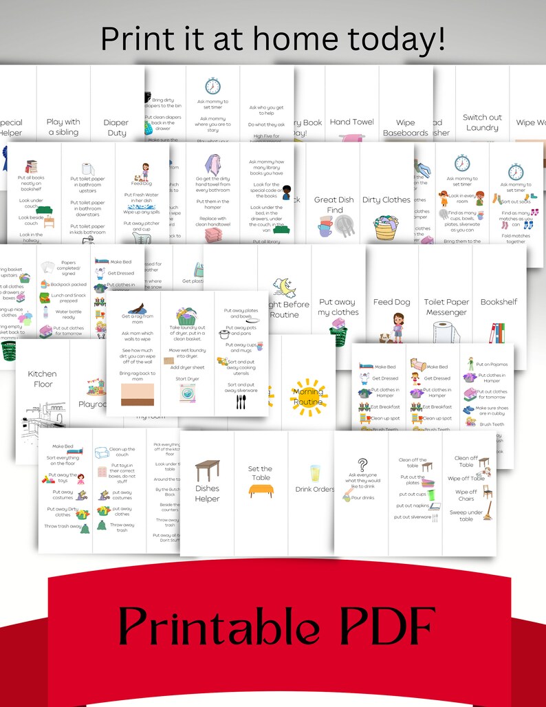 Picture Chore Chart Home Management System for Families Printable ...