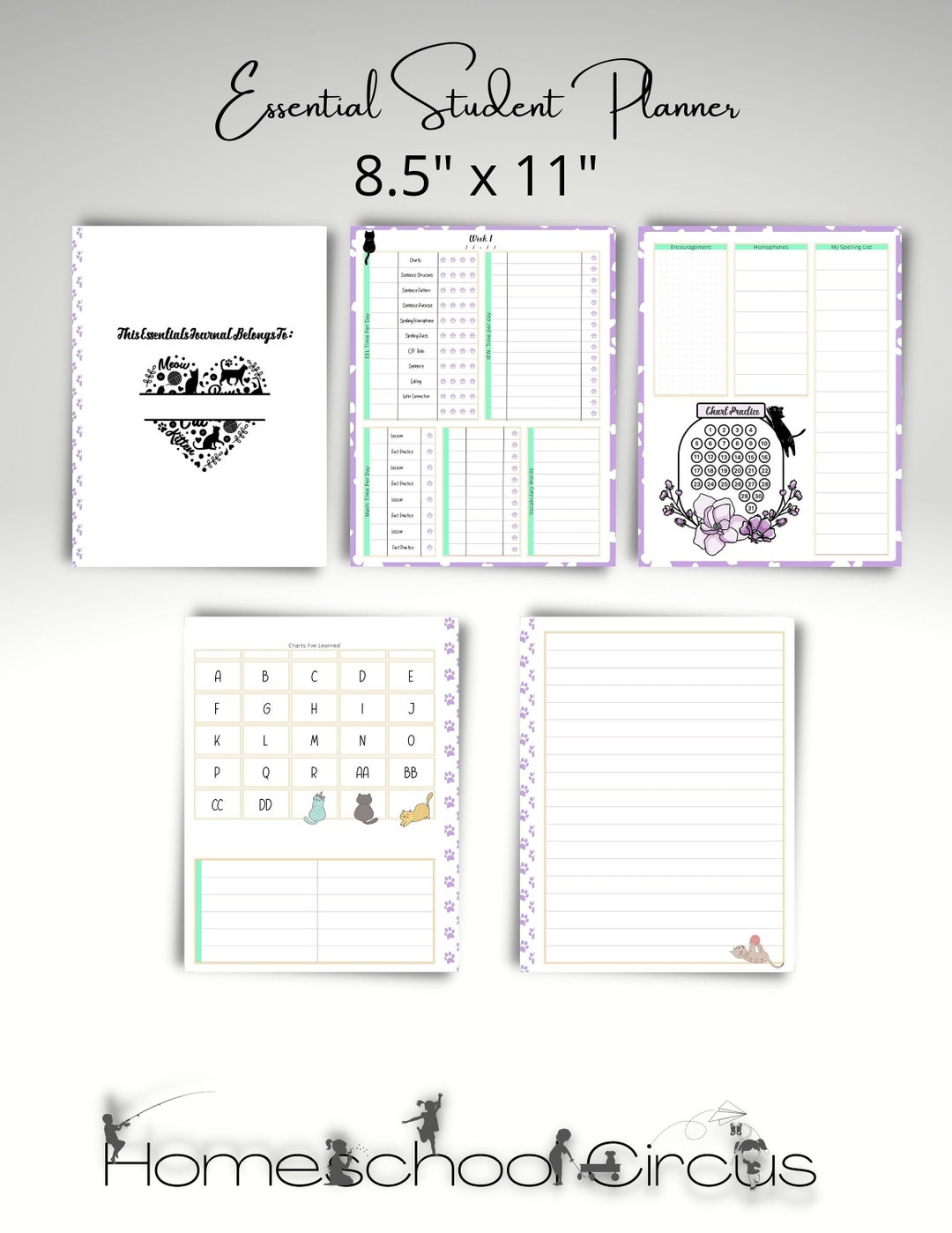 Cat Essentials Student Planner Time Management - Kitten - Etsy