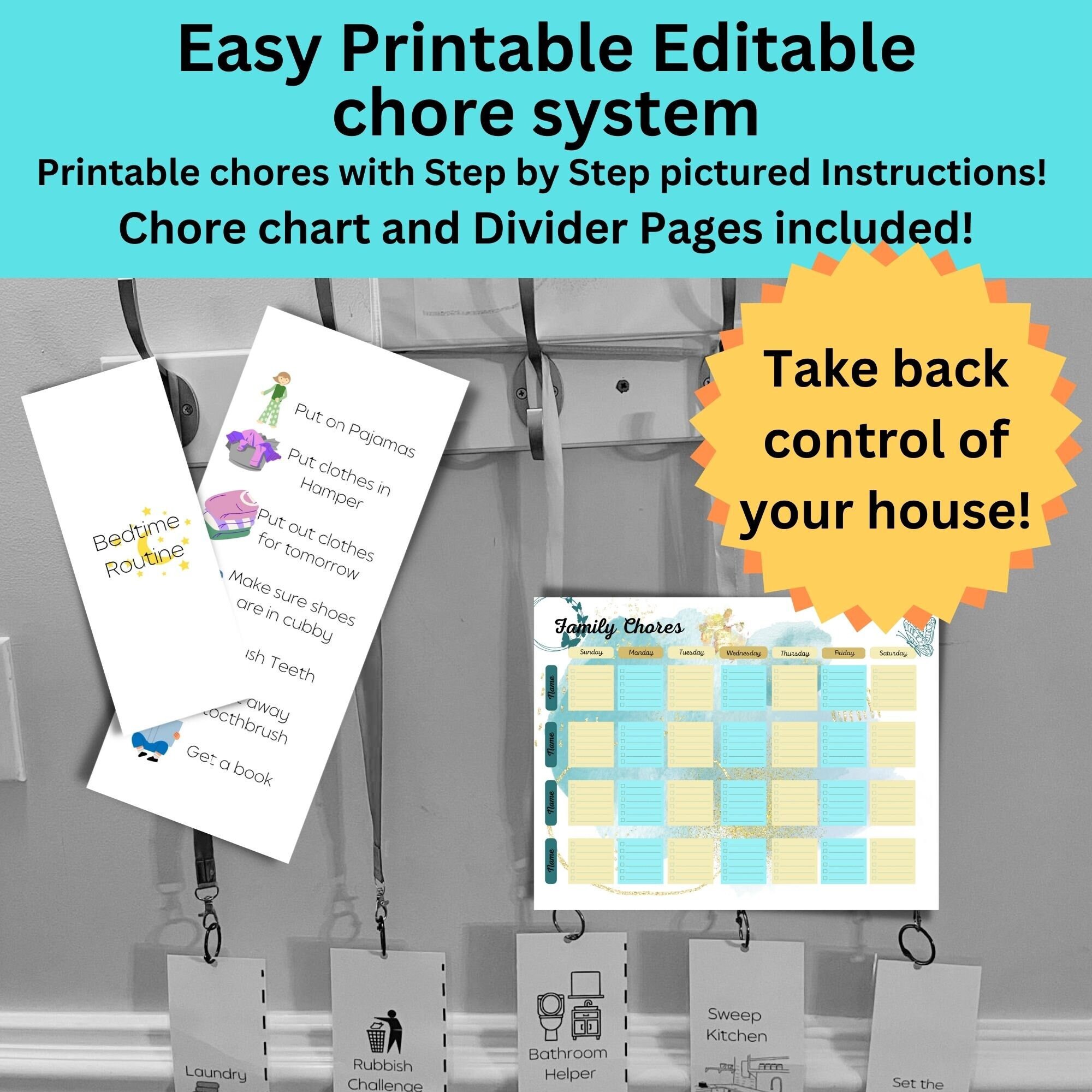 Picture Chore Chart Home Management System for Families Printable ...