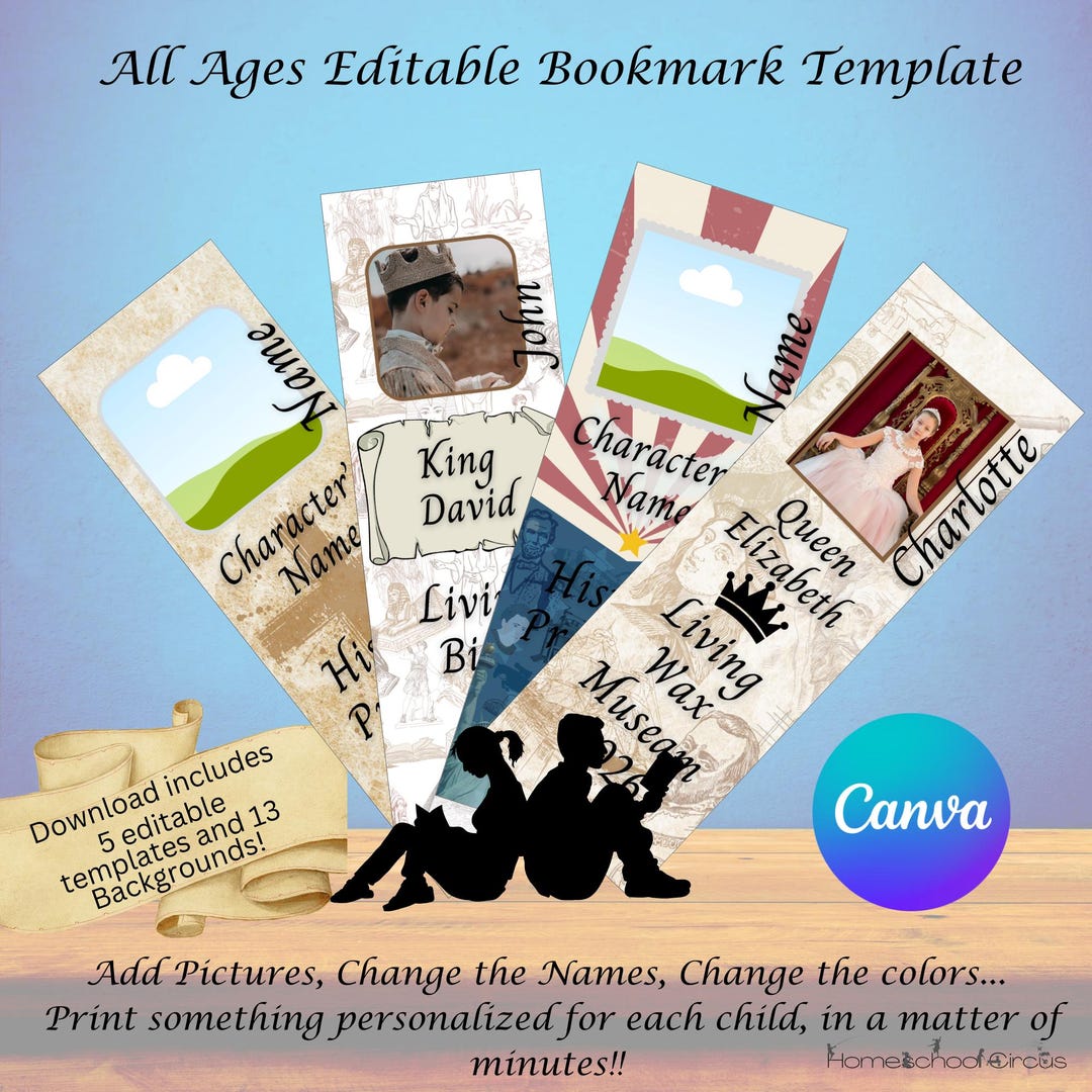 Editable Living History Bookmark Canva Template, Instant Download ...