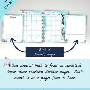 Un-dated Monthly Calendar Dividing Pages for a Planner Printable ...