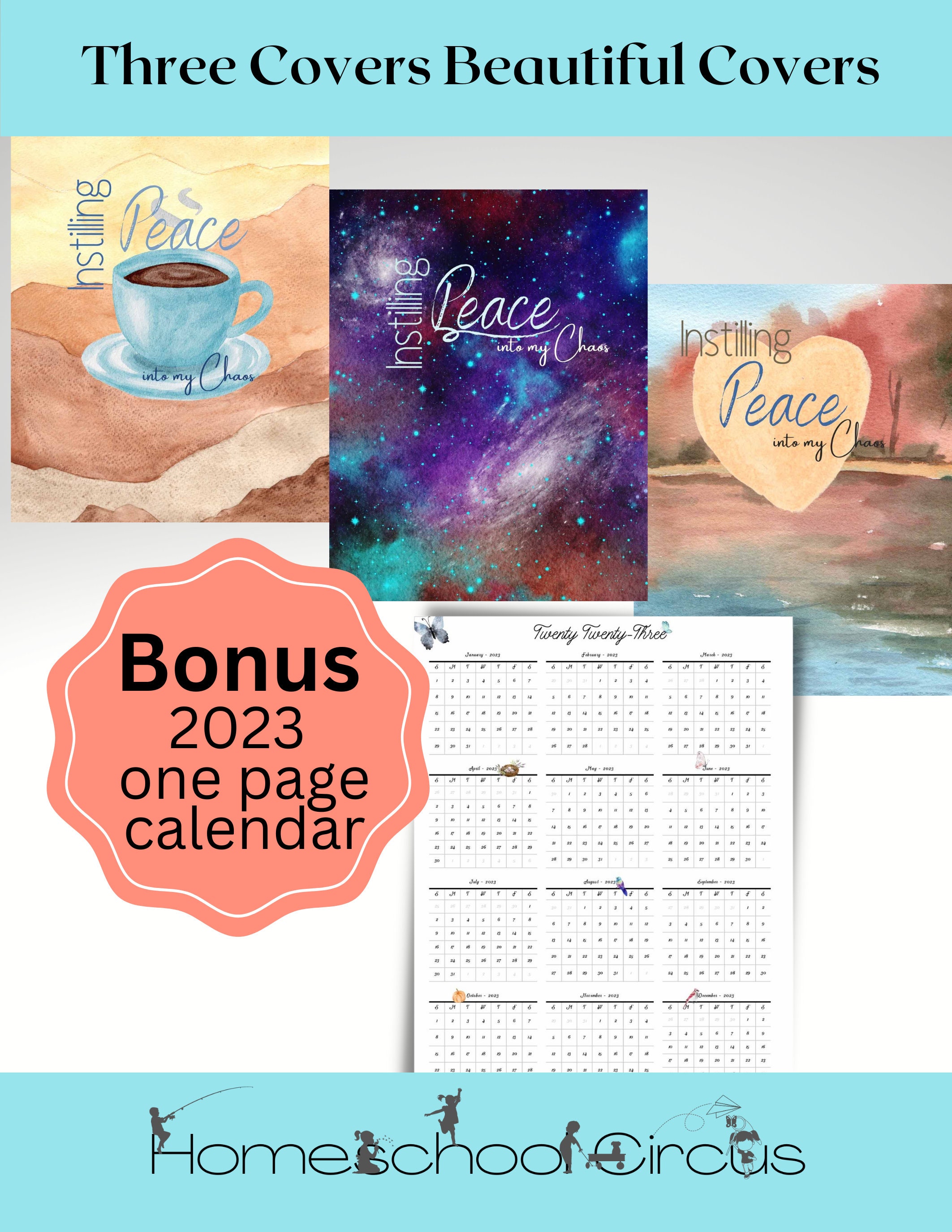 Un-dated Monthly Calendar Dividing Pages for a Planner Printable ...