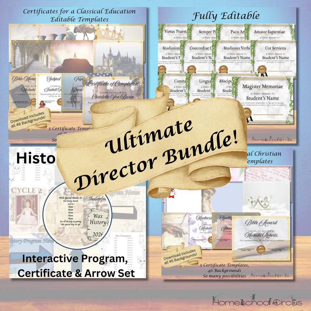 Christian Homeschool Awards Director Bundle, Editable Latin, History ...