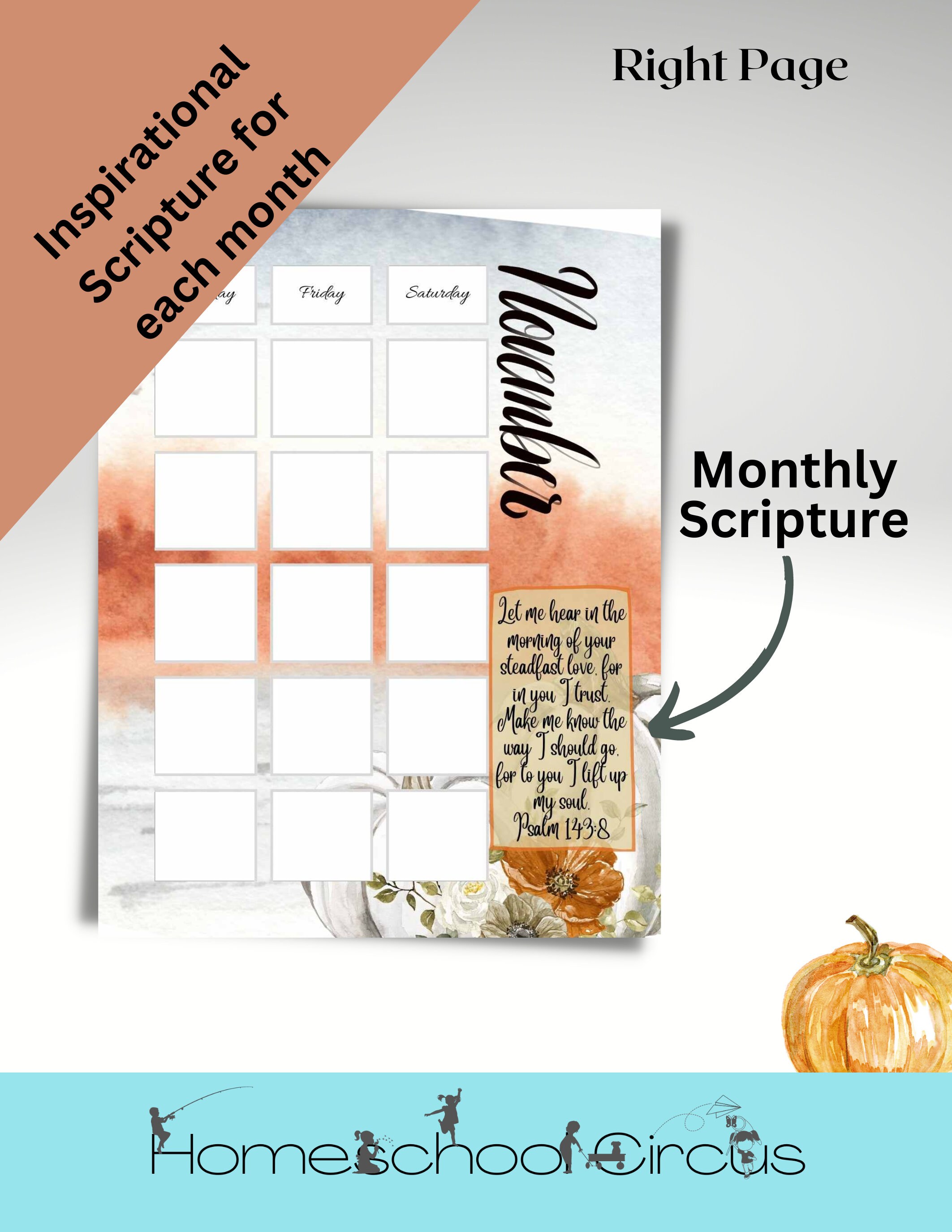 Un-dated Monthly Calendar Dividing Pages for a Planner Printable ...