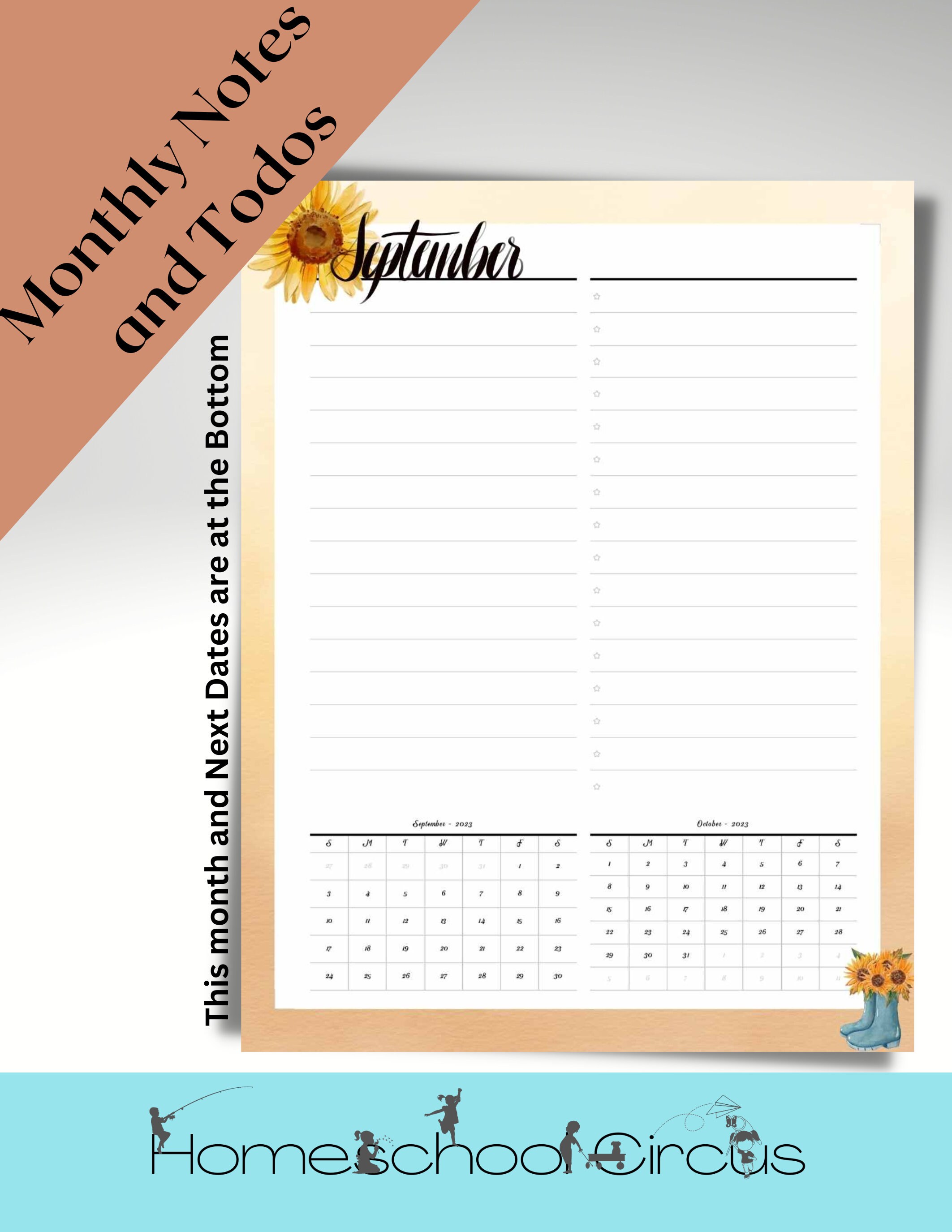 Un-dated Monthly Calendar Dividing Pages for a Planner Printable ...