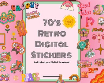 70s Retro Goodnotes Planner Stickers Bright Retro Aesthetic - Etsy