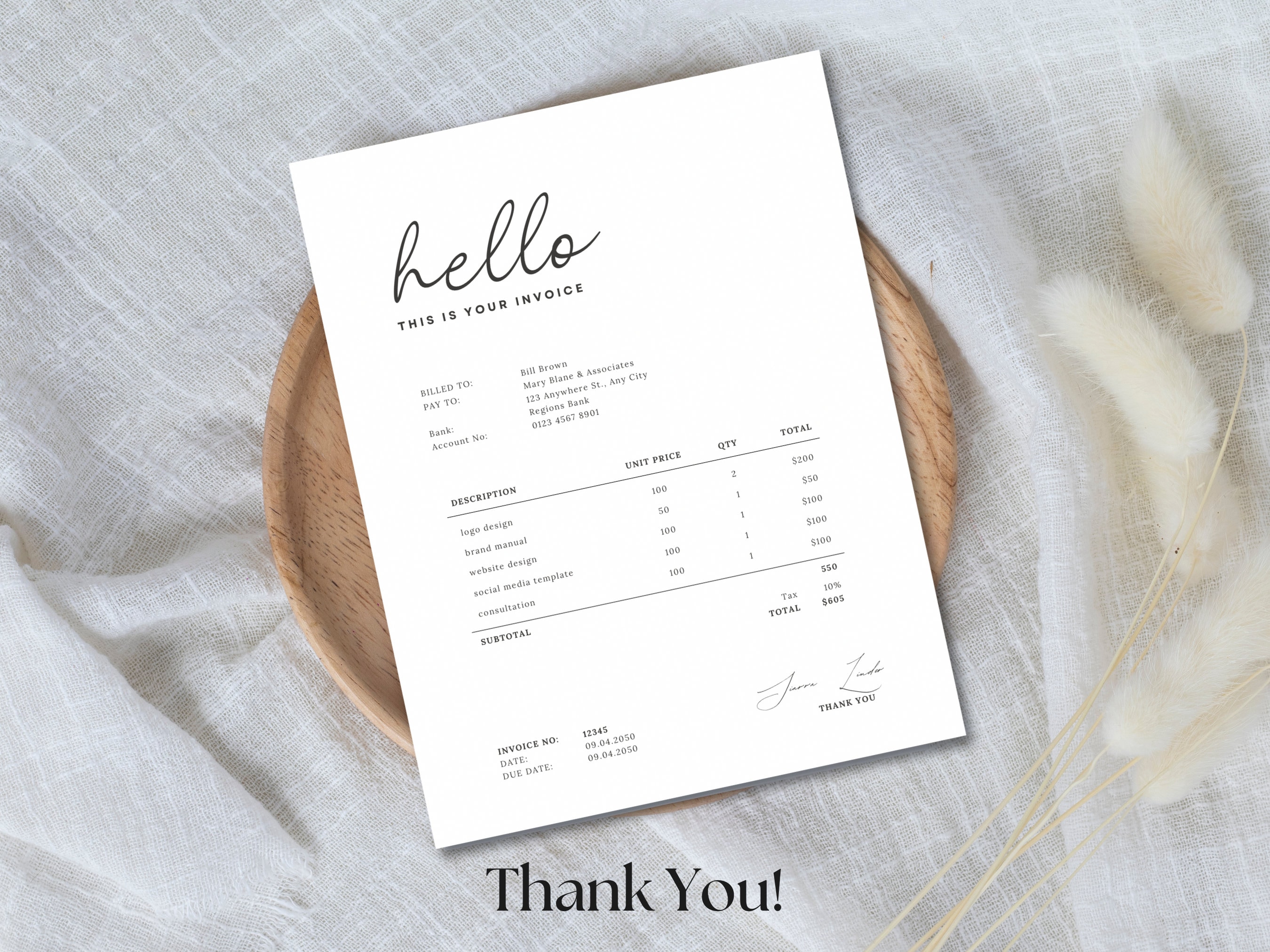 Editable Canva Invoice Template Invoice Template Minimalist Invoice ...