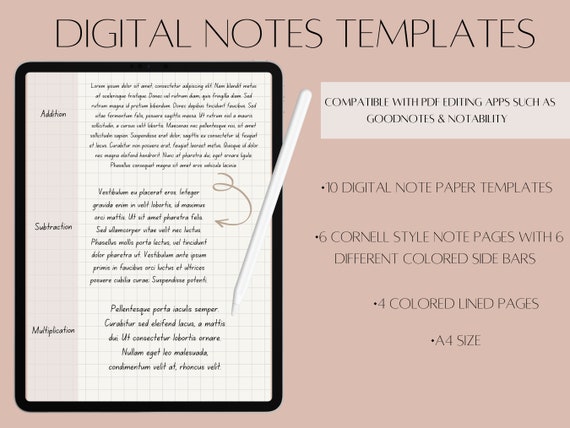 Digital Note Templates Student Goodnotes Templates Note - Etsy