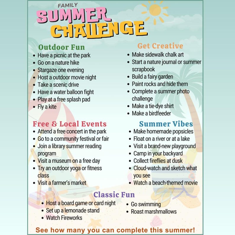 Editable Summer Challenge Poster Template | Canva Digital Download ...