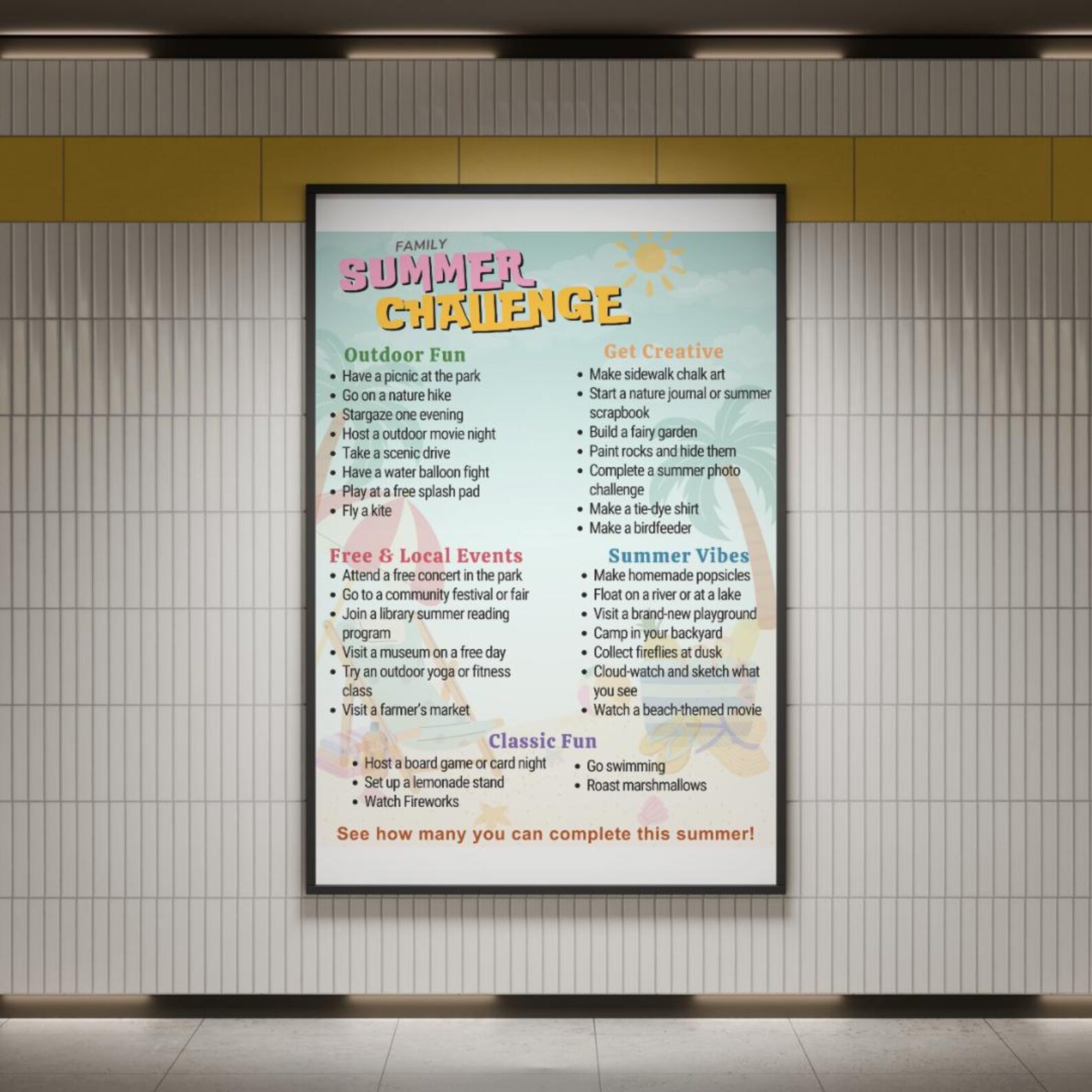 Editable Summer Challenge Poster Template | Canva Digital Download ...