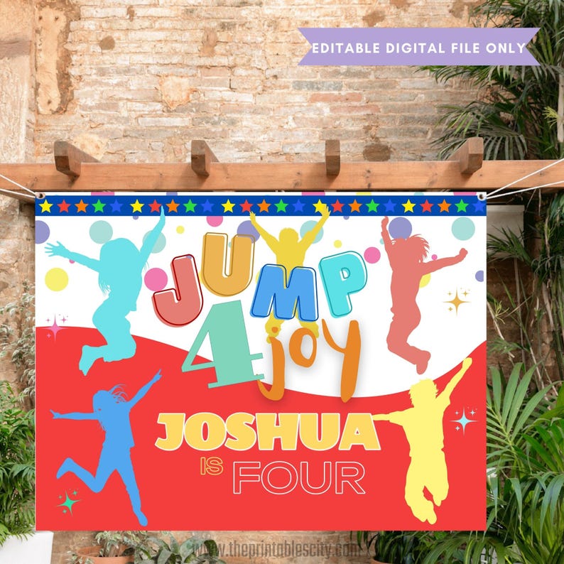 Trampoline Park Birthday Banner, Jump Party Banner for Kids Birthday ...