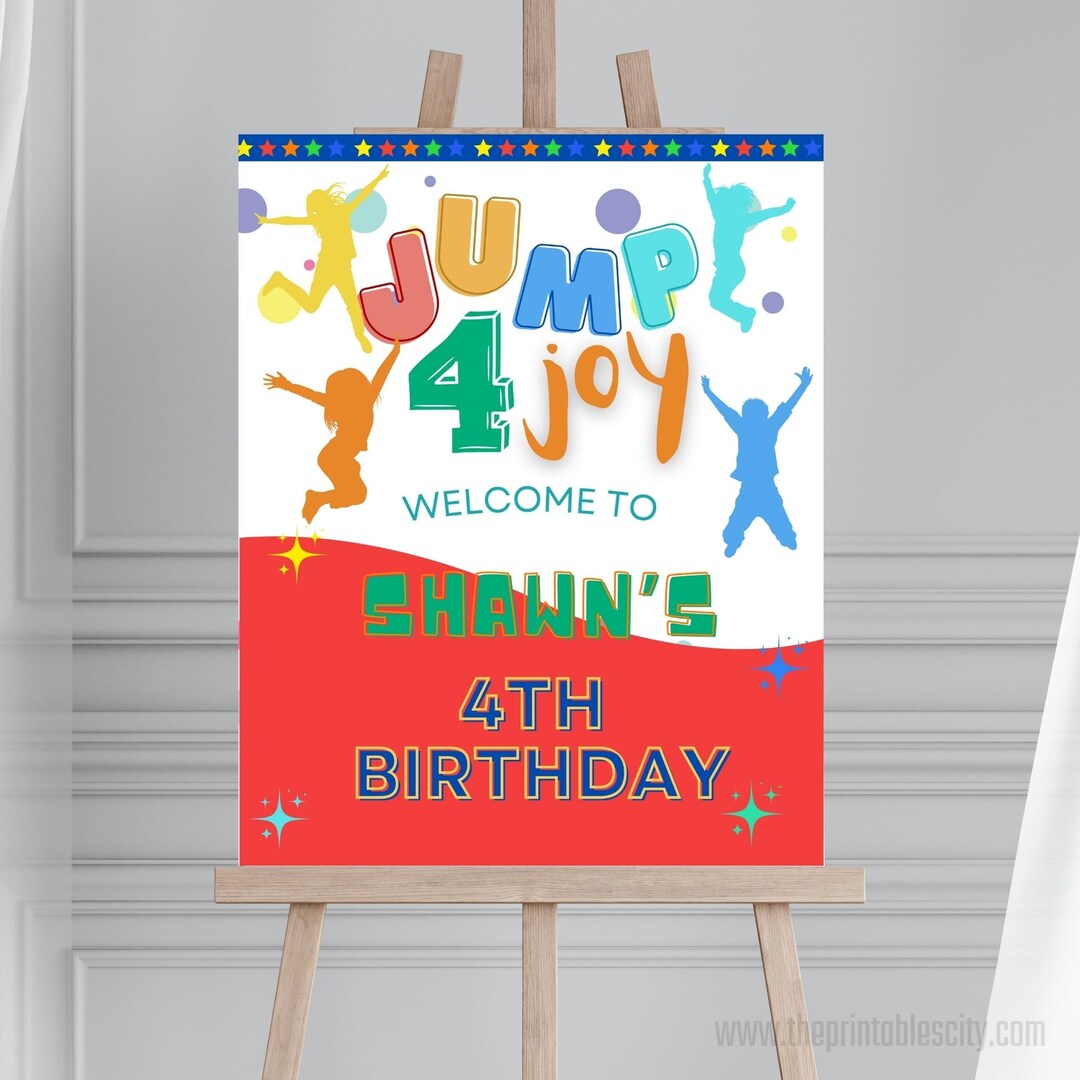 Trampoline Park Birthday Welcome Sign, Jump Party Sign for Kids ...
