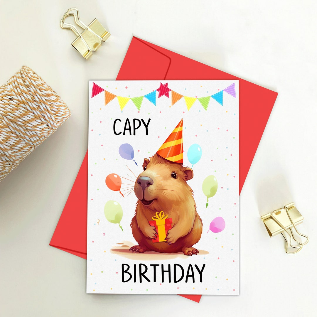 Capy Birthday Card, Cute Capy Birthday Greeting Card, Happy Birthday ...