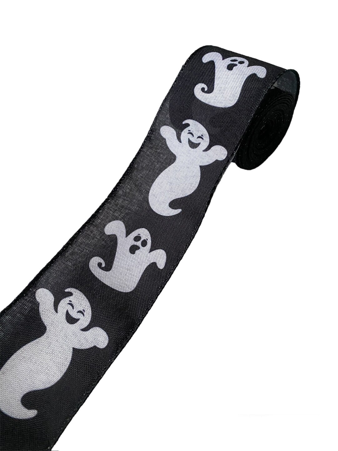 6.5 Yards of Wired Halloween 2.5 Ribbon. Black and White Ghost Ribbon ...