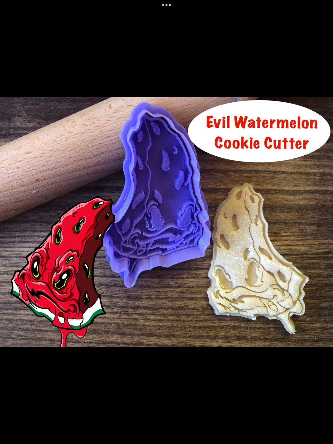 Watermelon Cookie Cutter, Halloween, Horror, Monster, Fruit. Cookie ...