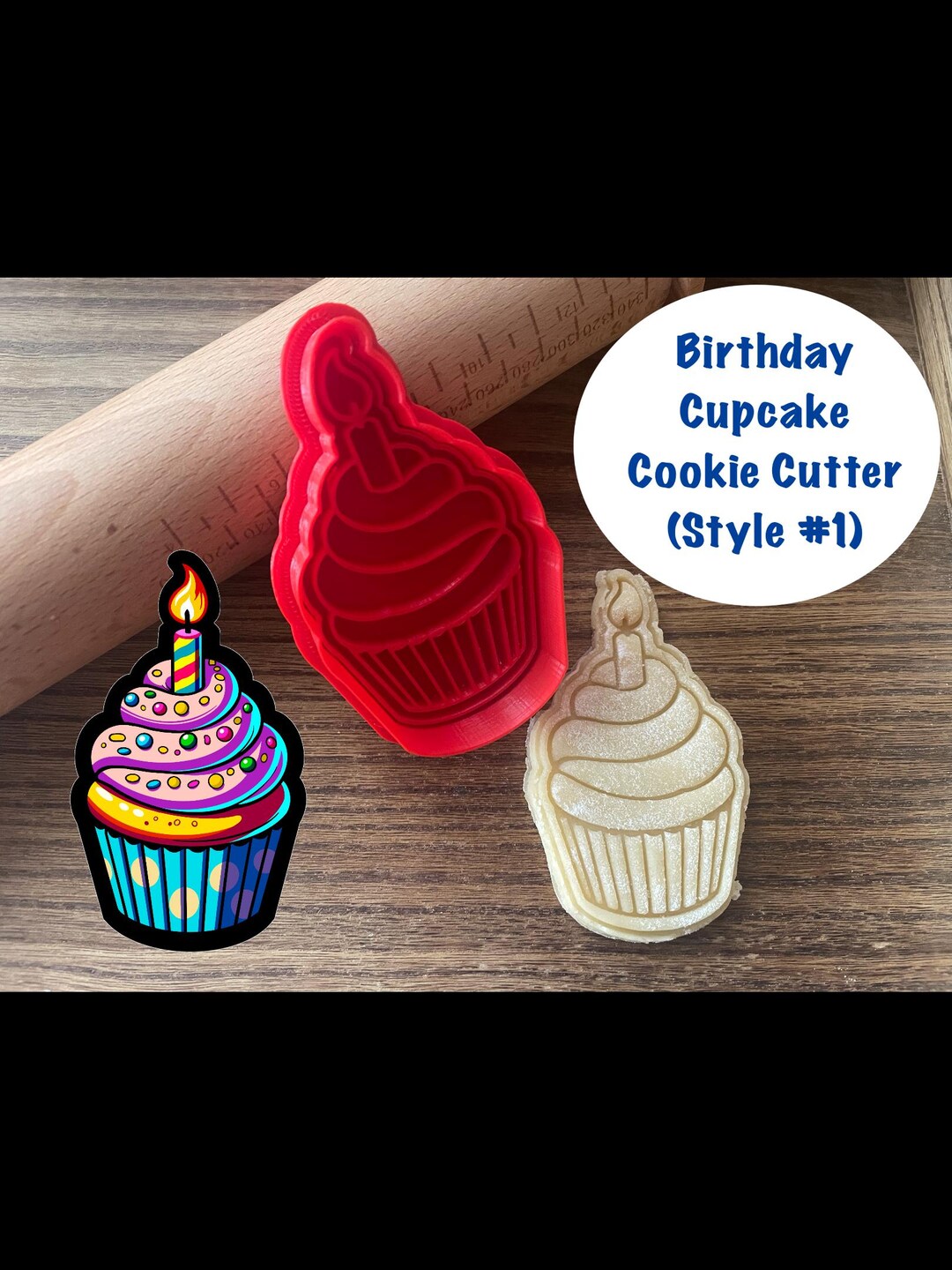 Birthday Cupcake Cookie Cutter and Stamp - Etsy