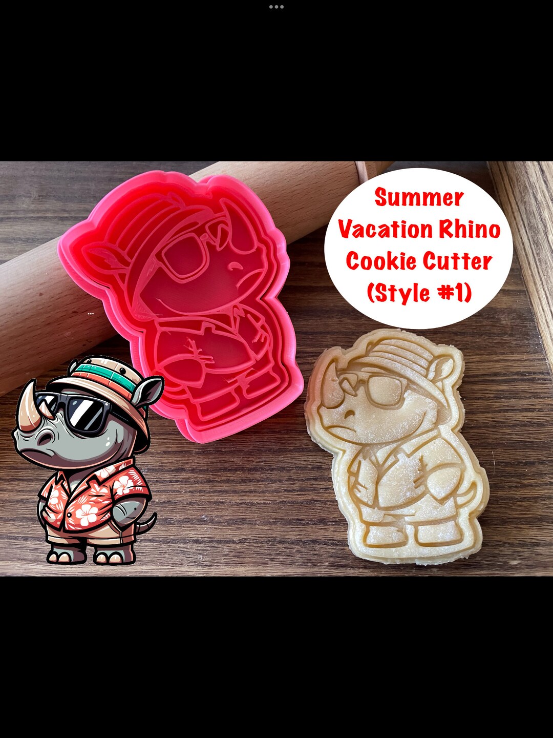 Rhino Cookie Cutter, Safari, Summer, Vacation, Cookie Cutter and Stamp ...