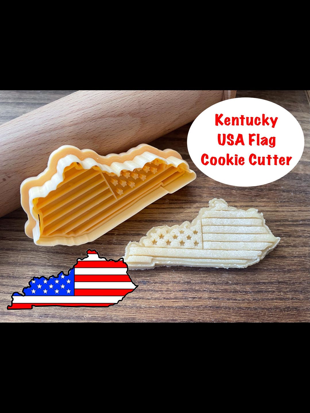 Kentucky Cookie Cutter, 4th of July, USA Flag Cookie Cutter and Stamp ...