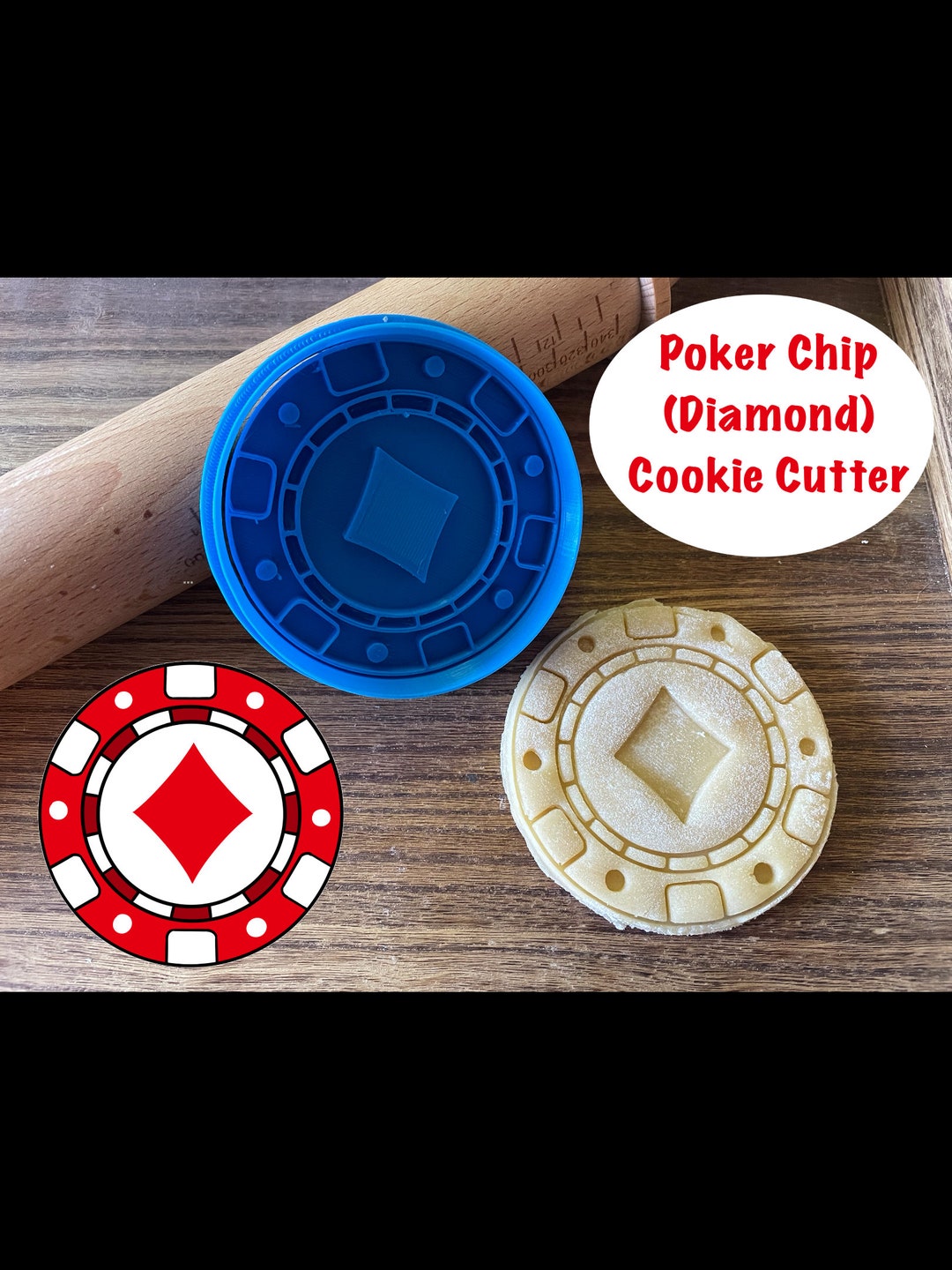 Poker Chip Cookie Cutter, Gambling Theme, Las Vegas, Luck, Diamond ...