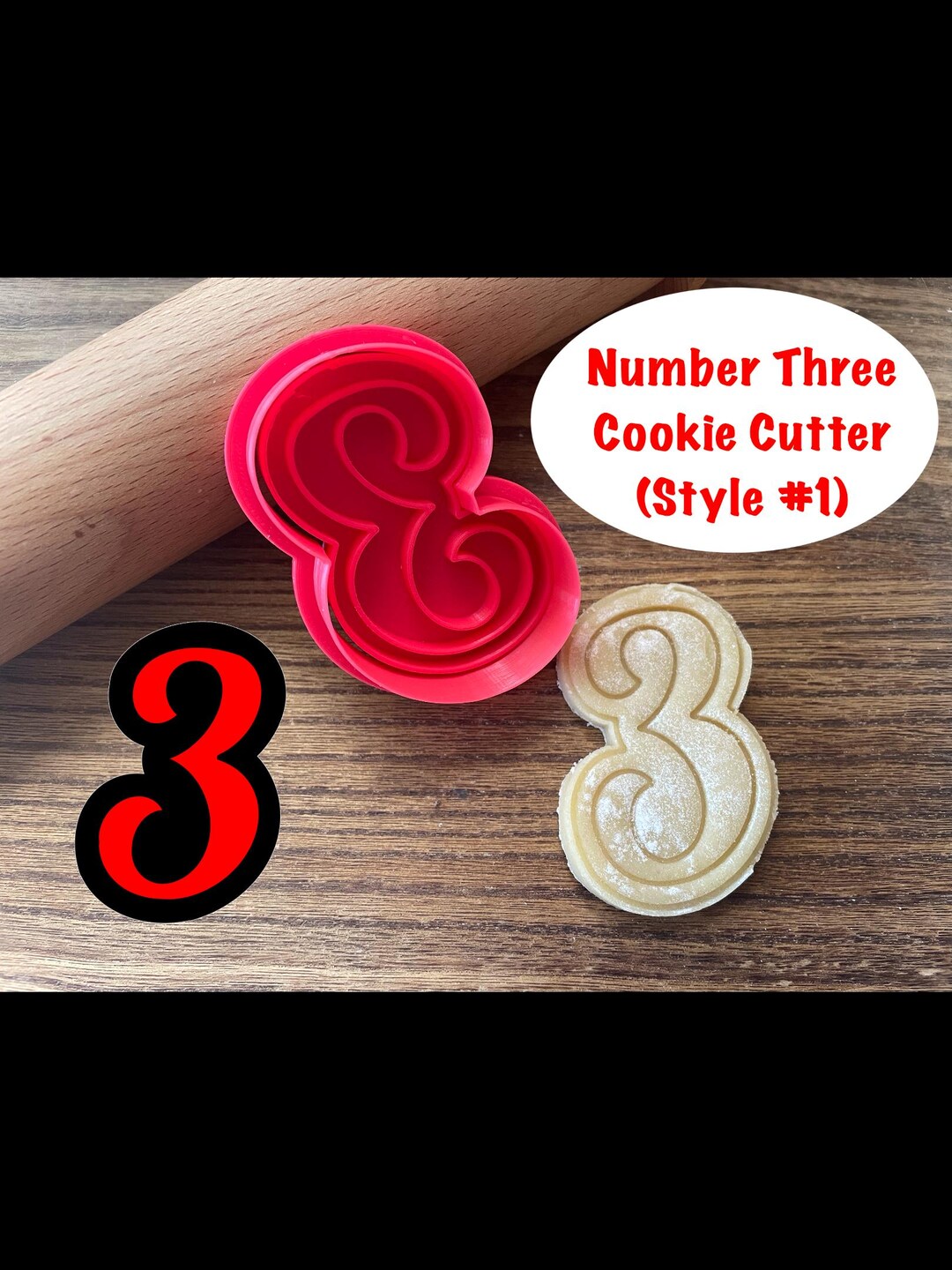 Number Three Cookie Cutter and Stamp - Etsy