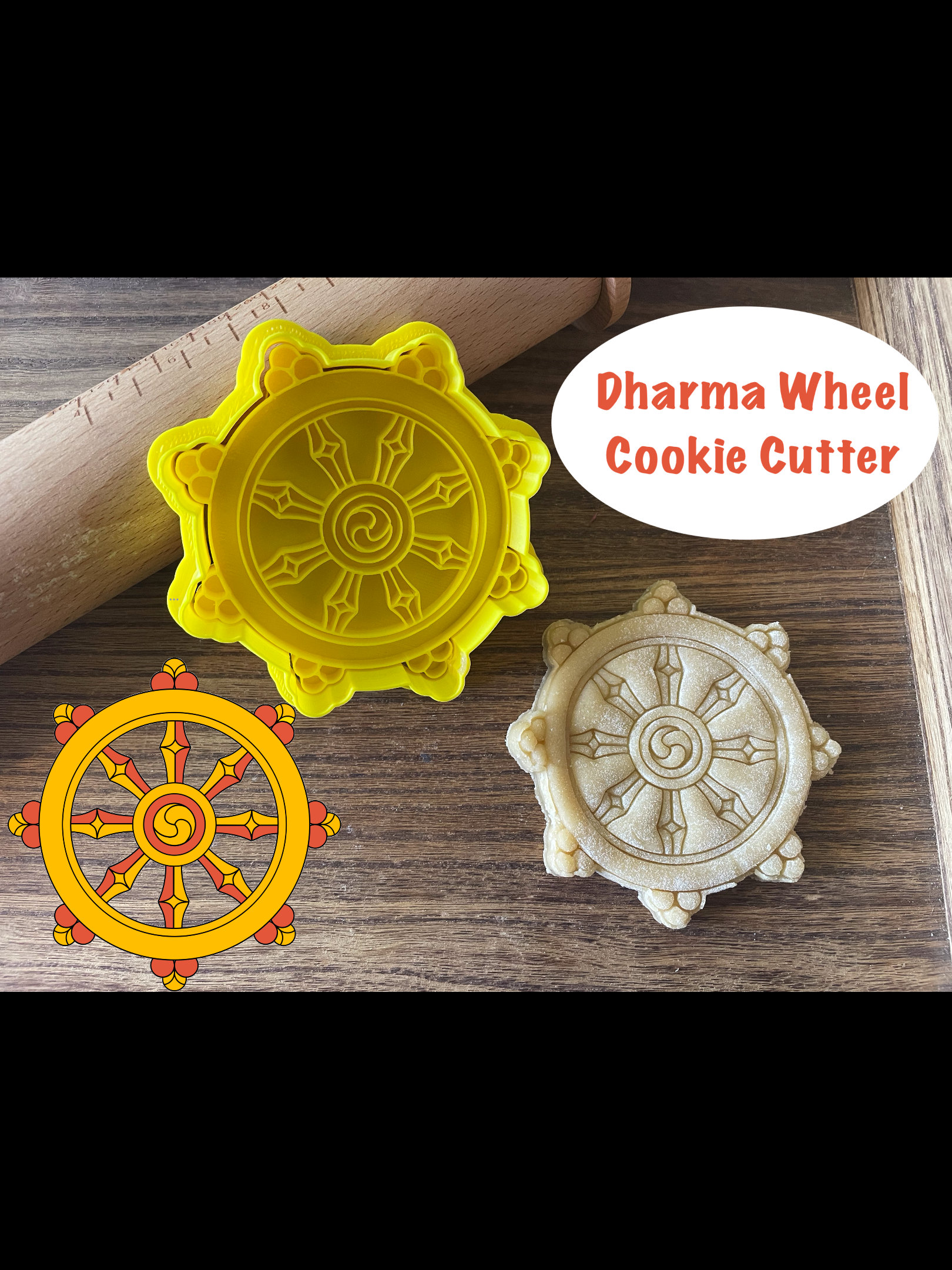 Dharma Wheel Cookie Cutter, Buddhism, Buddhist, Chakra, Cookie Cutter ...