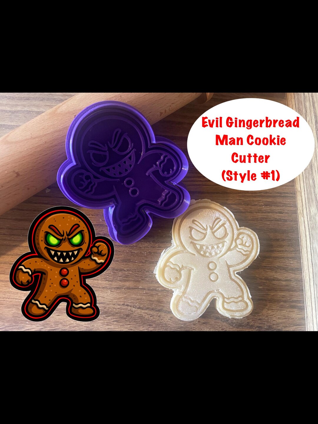 Evil Gingerbread Man Cookie Cutter, Christmas Cookie Cutter and Stamp ...