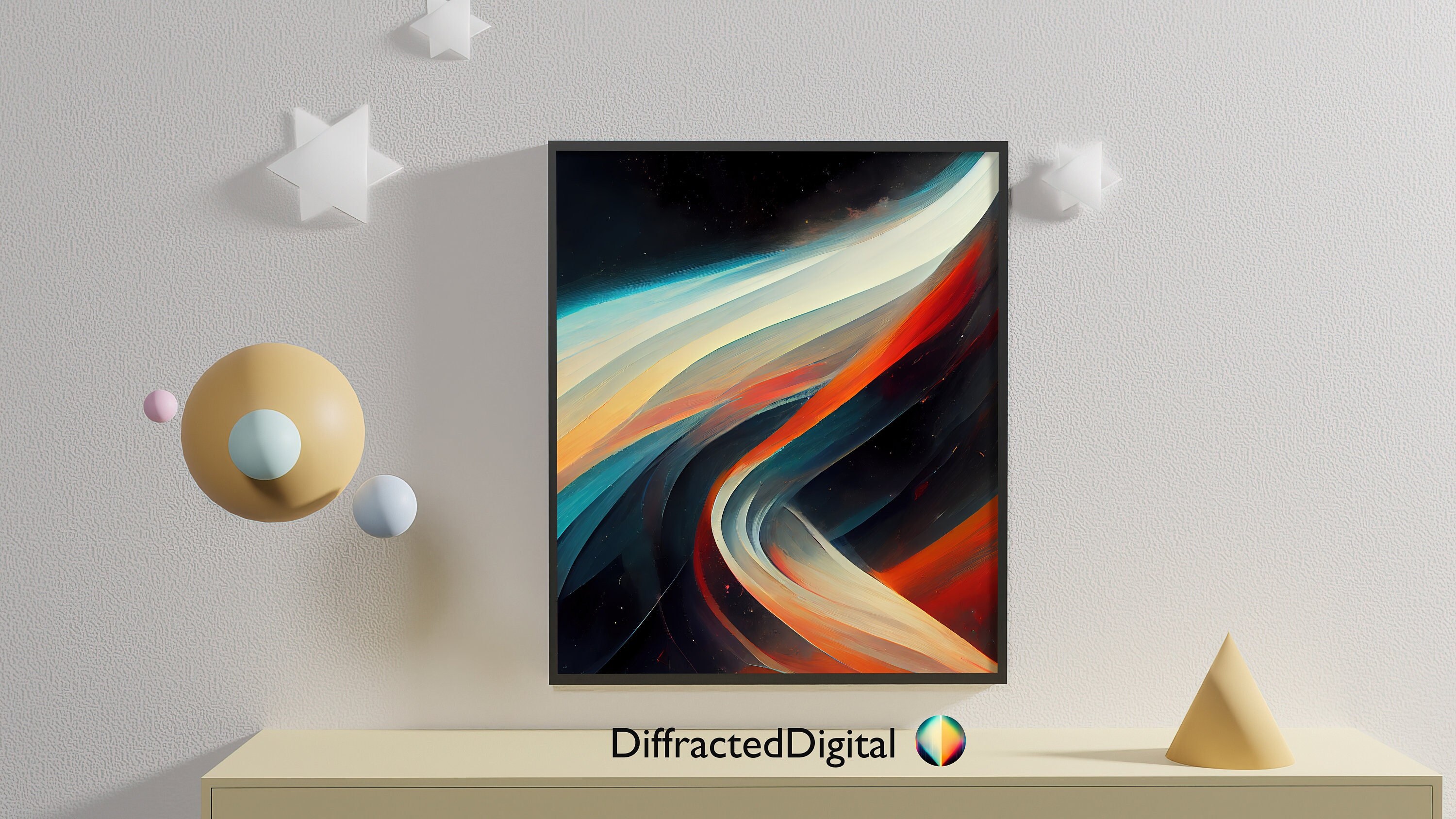 Abstract Streamlined Space Printable Digital Wall Art, Geometric ...
