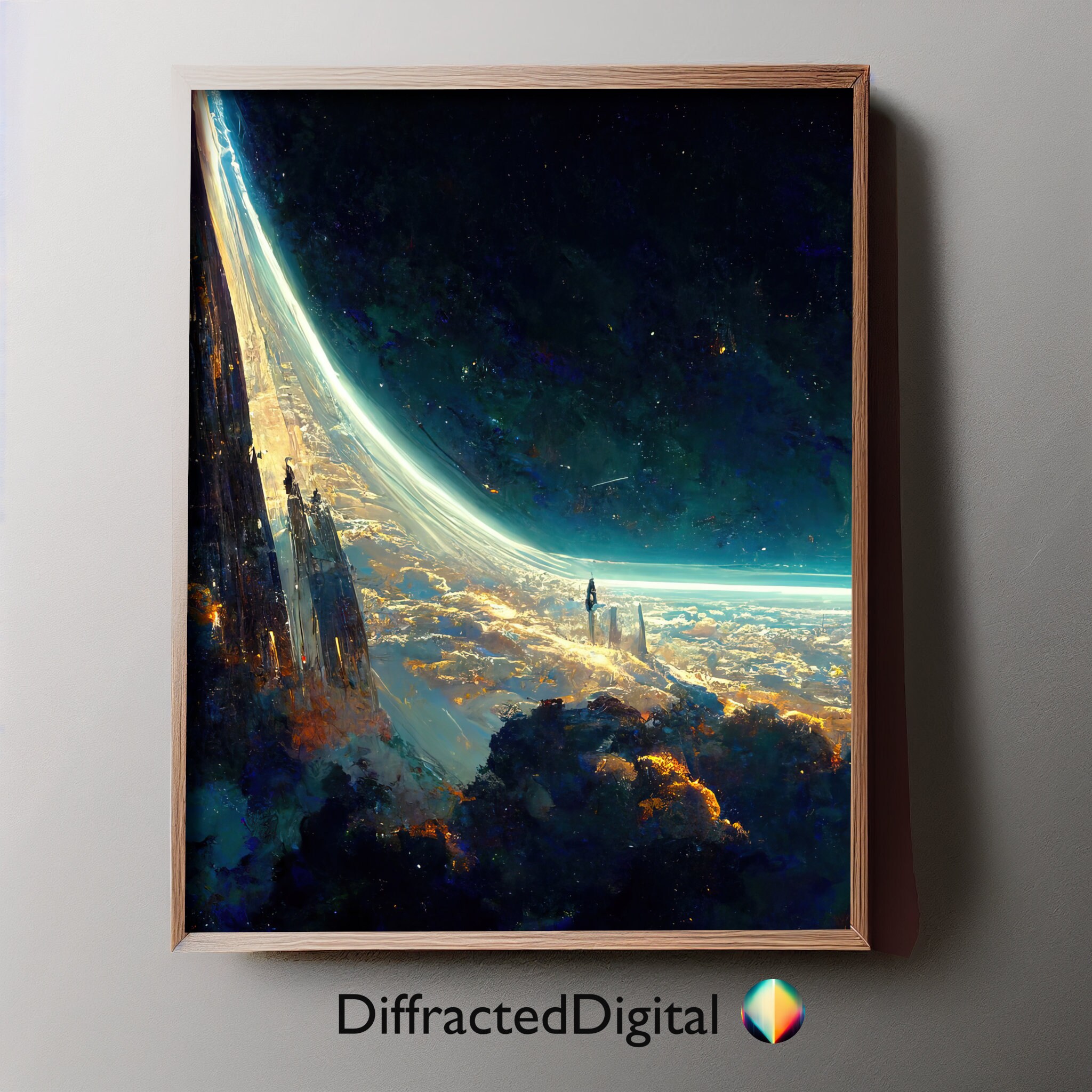 Abstract Art Shimmering Gold Printable Space Painting, Heavenly ...