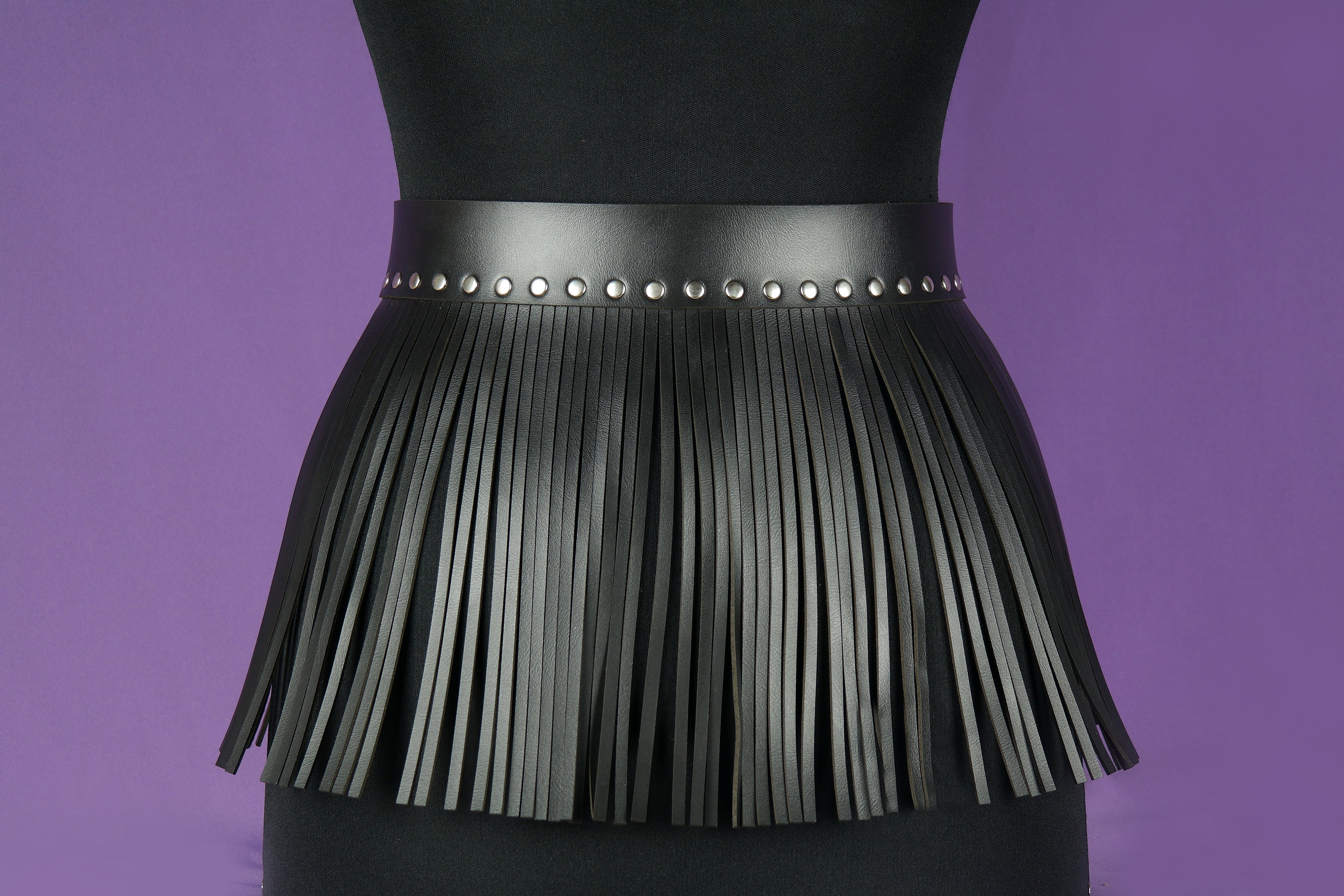 Leather Fringe Skirt Belt: Double Buckle Waist Harness - Etsy