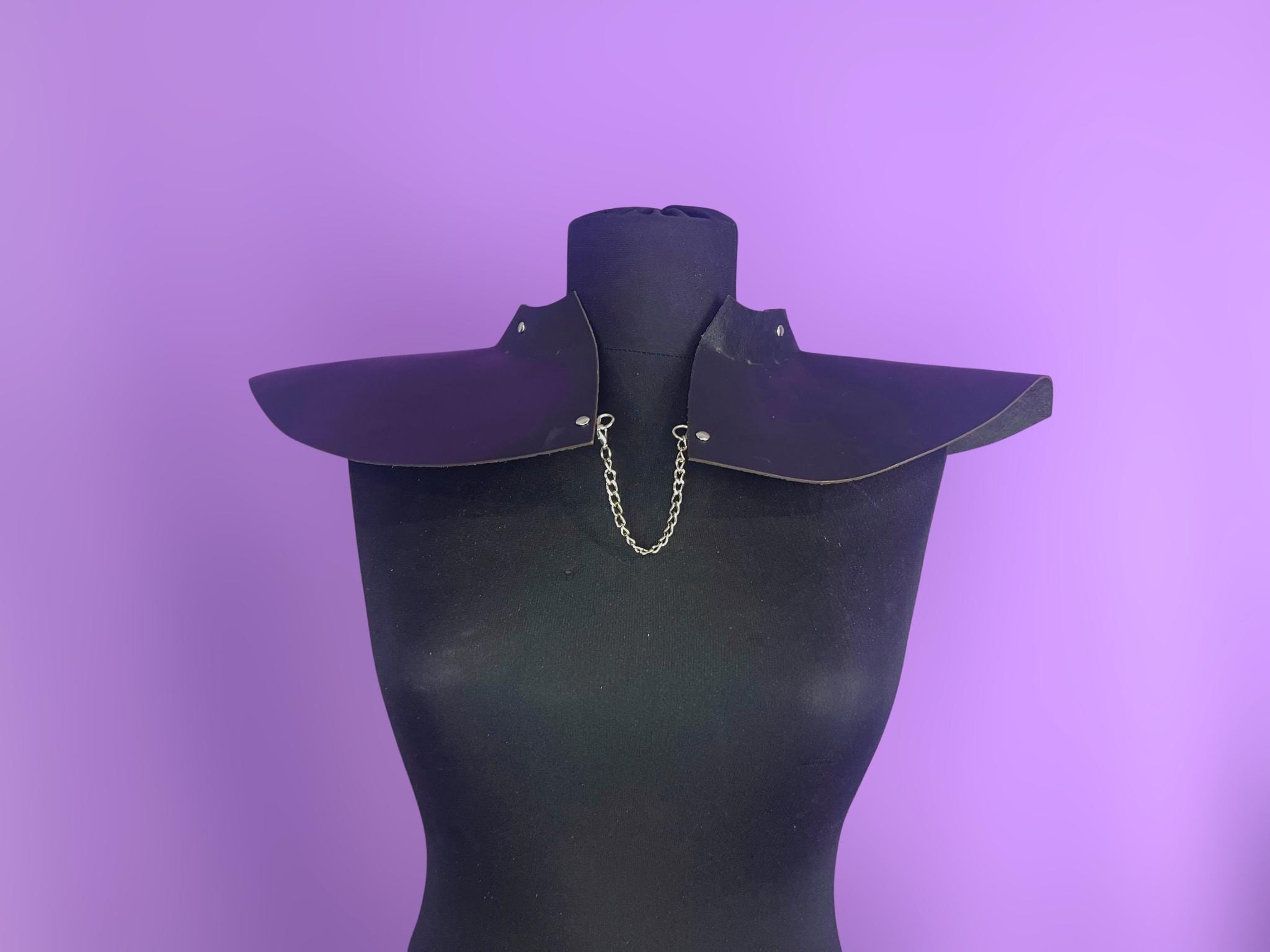 Gothic Shoulder Armor: Black Leather Epaulet With Silver Chain - Etsy
