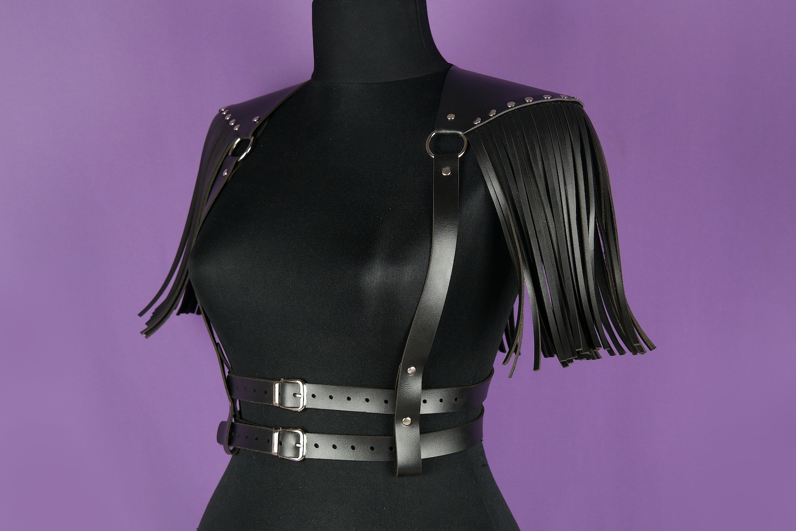 Leather Fringe Harness Tassel Epaulette Harness Chest Harness Gothic ...