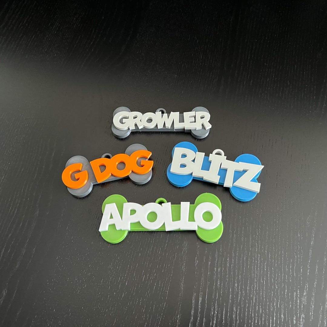 Custom 3D Printed Dog Bone Name Tag for Fursuits Etc. - Etsy