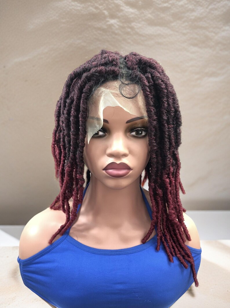 16 Inch Ombre Red Black Wigs,dreadlocks Wig,braid Wig,zebra Stripe Wig ...