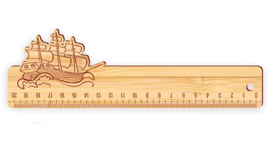 File digitale tagliato al laser file .svg .dxf Righello in legno da 20 ...