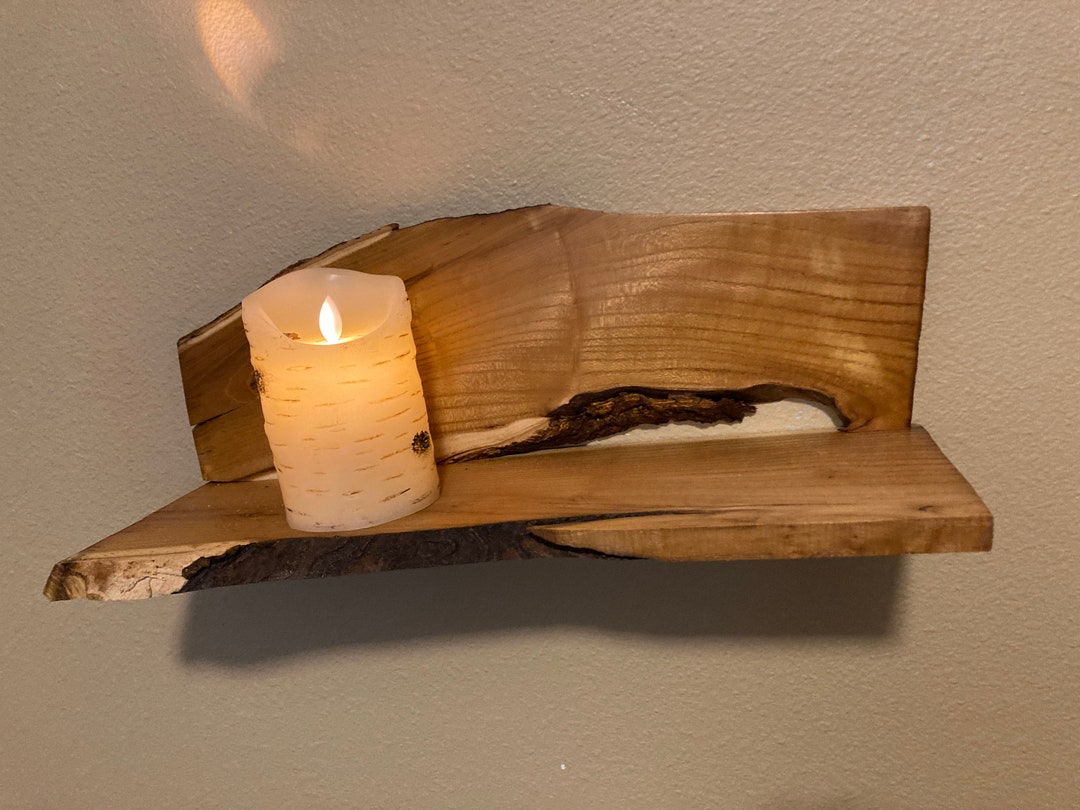 17x6x6 Live Edge Floating Shelf WHEAT, White Walnut Live Edge Floating ...