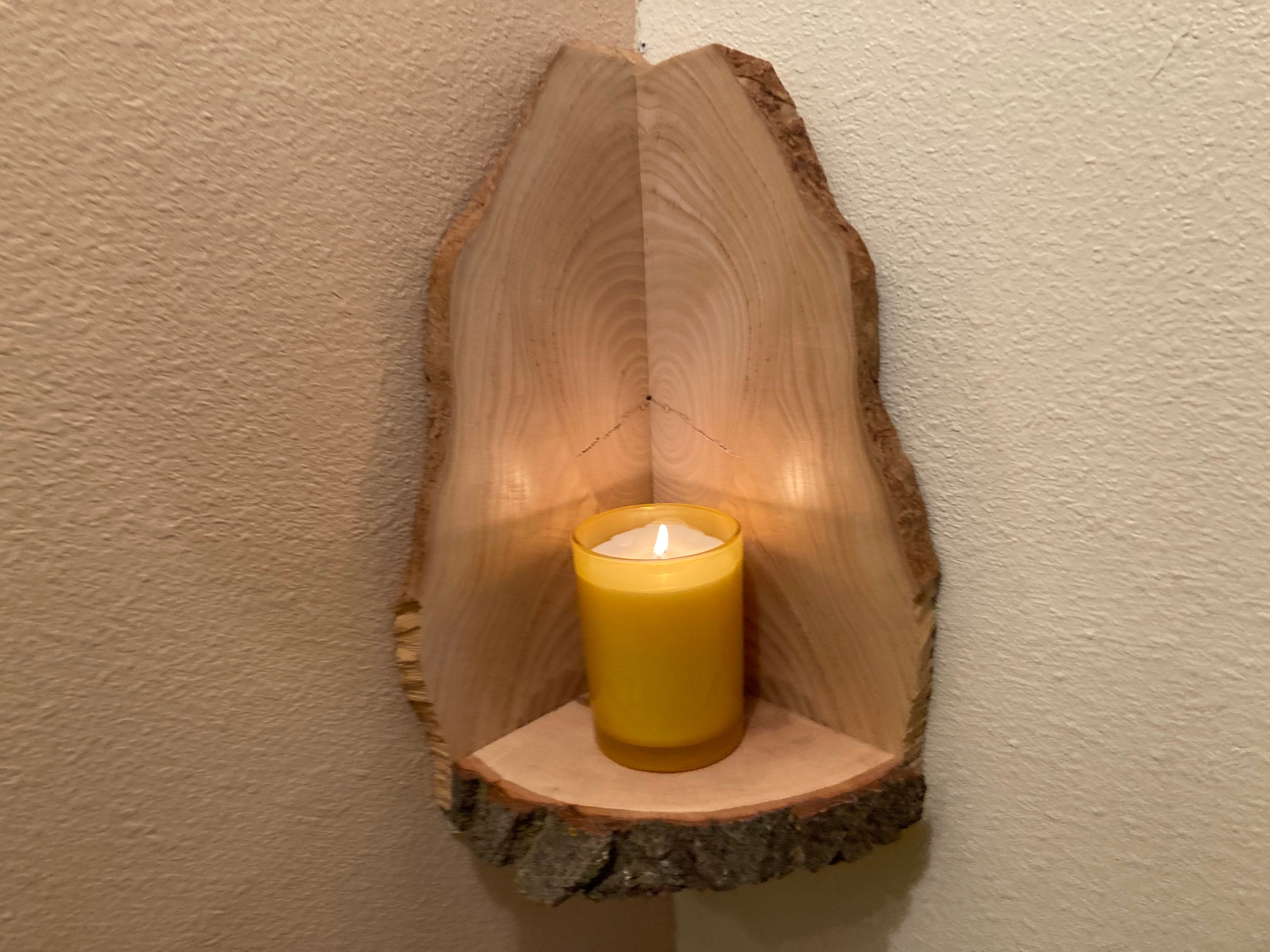 15x10x7 Live Edge Floating Corner Shelf BODY SNATCHER, Ash Floating ...