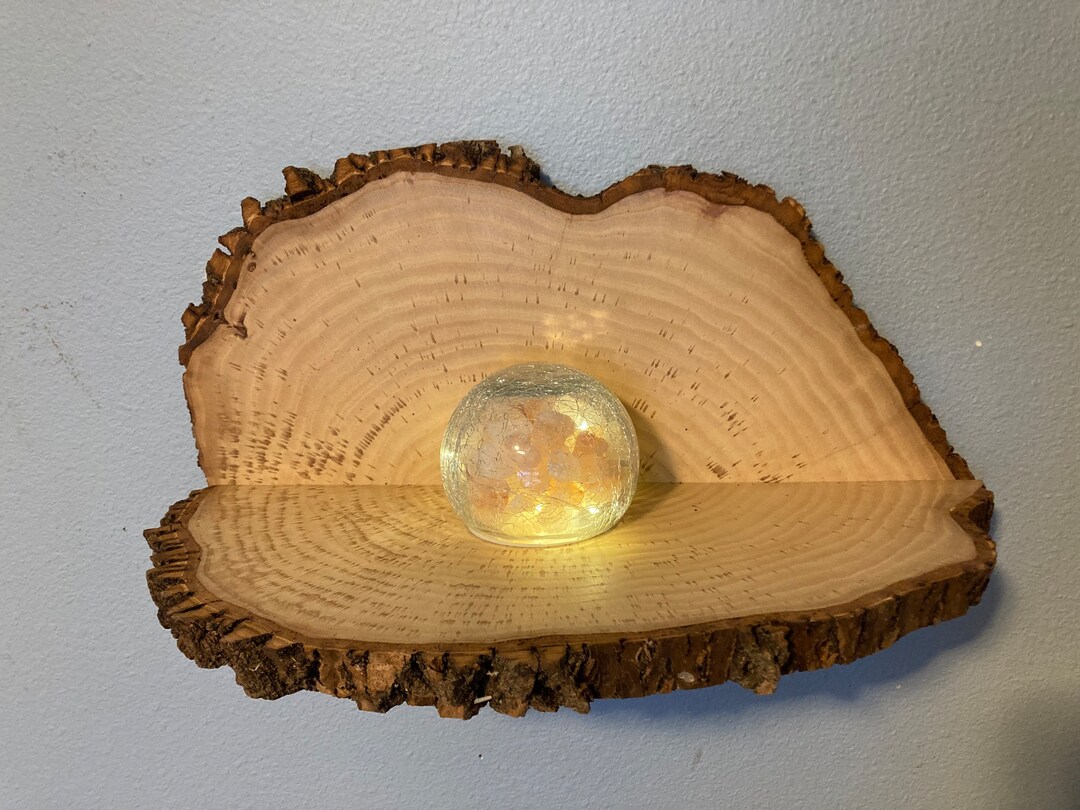 17x8x8 Live Edge Floating Shelf BIG ASH Spaulted Ash Floating Shelf ...