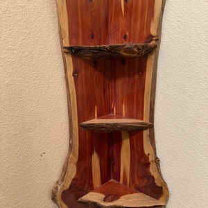 Red Cedar Floating Corner Shelves, Ruby 30x8x5 and Garnet 23x10x4 Floating Corner Shelf ...