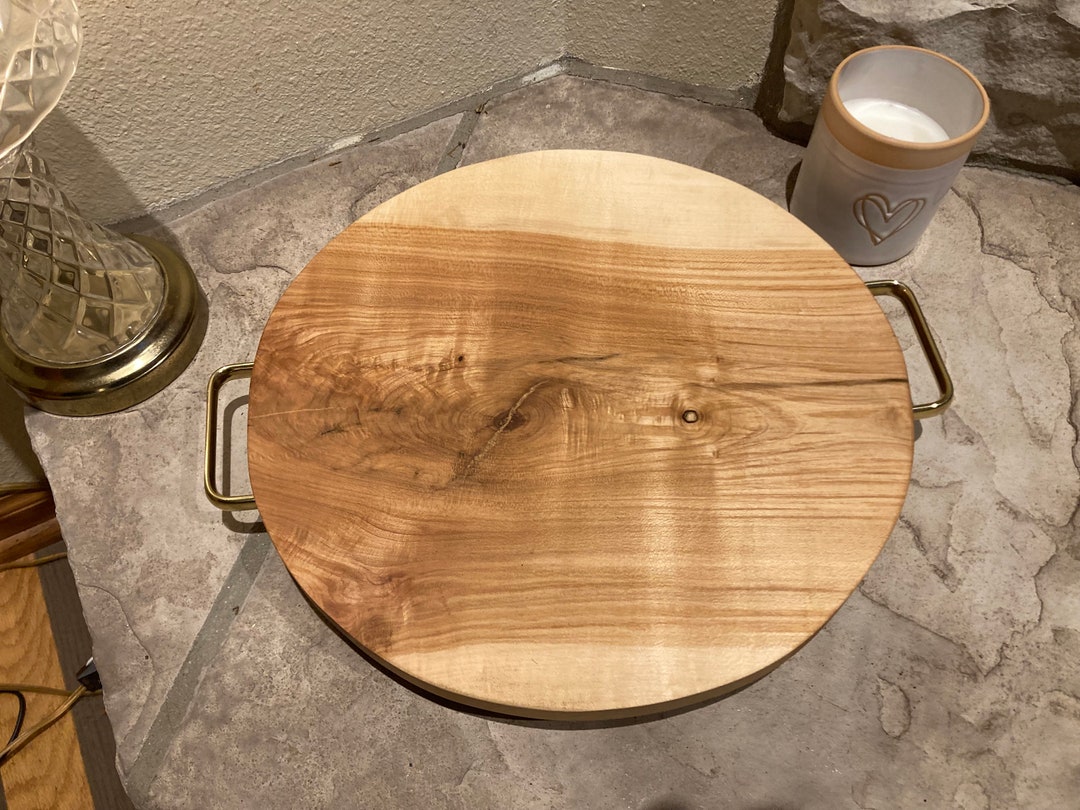 12 In. Wood Pizza Serving Tray, CHEESE, Hickory Cheese Board, Cutting ...